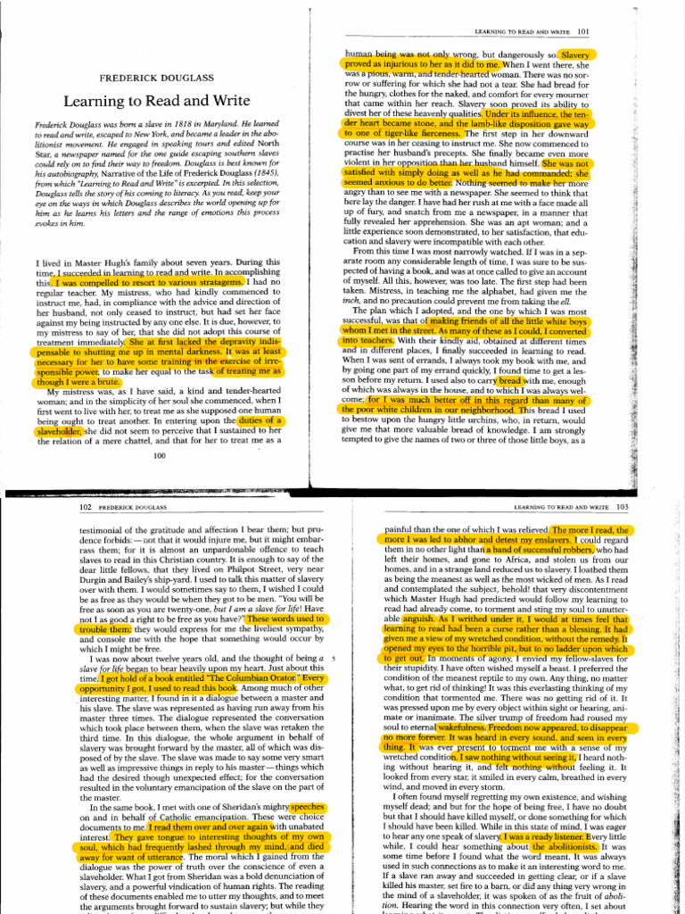 Learning To Read and Write - Douglass | PDF