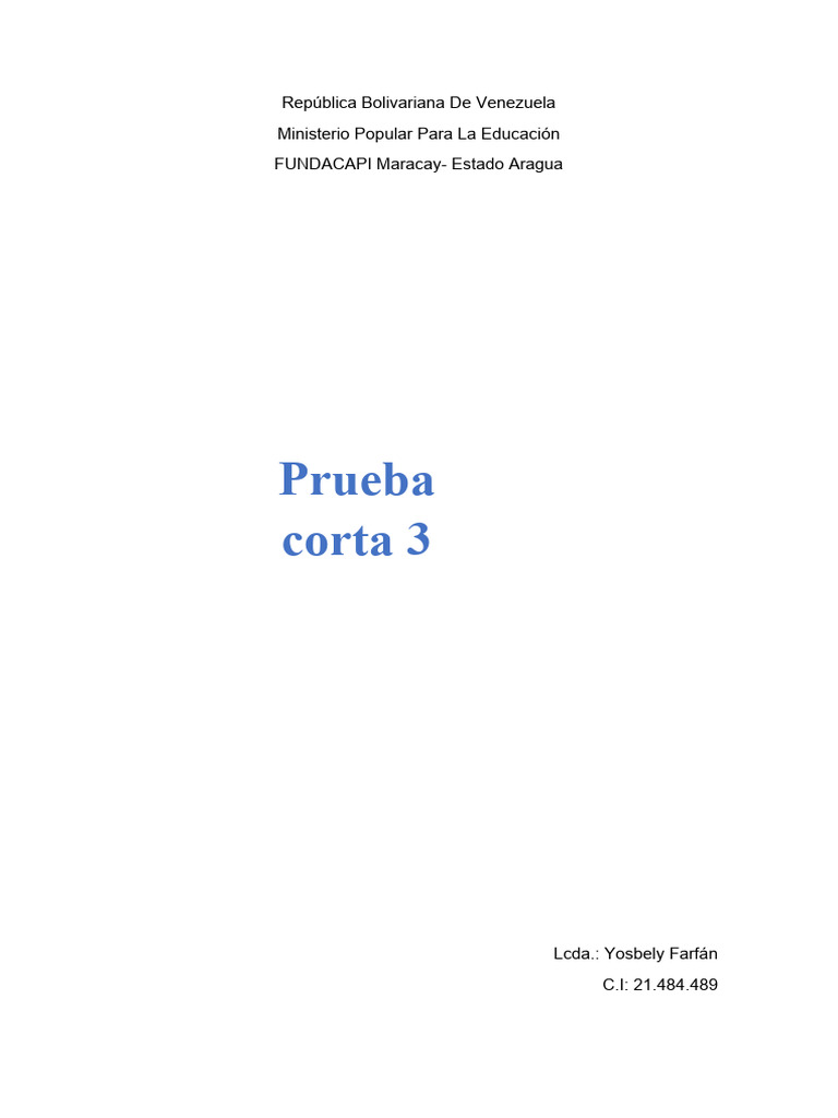 Prueba Corta 3 | PDF