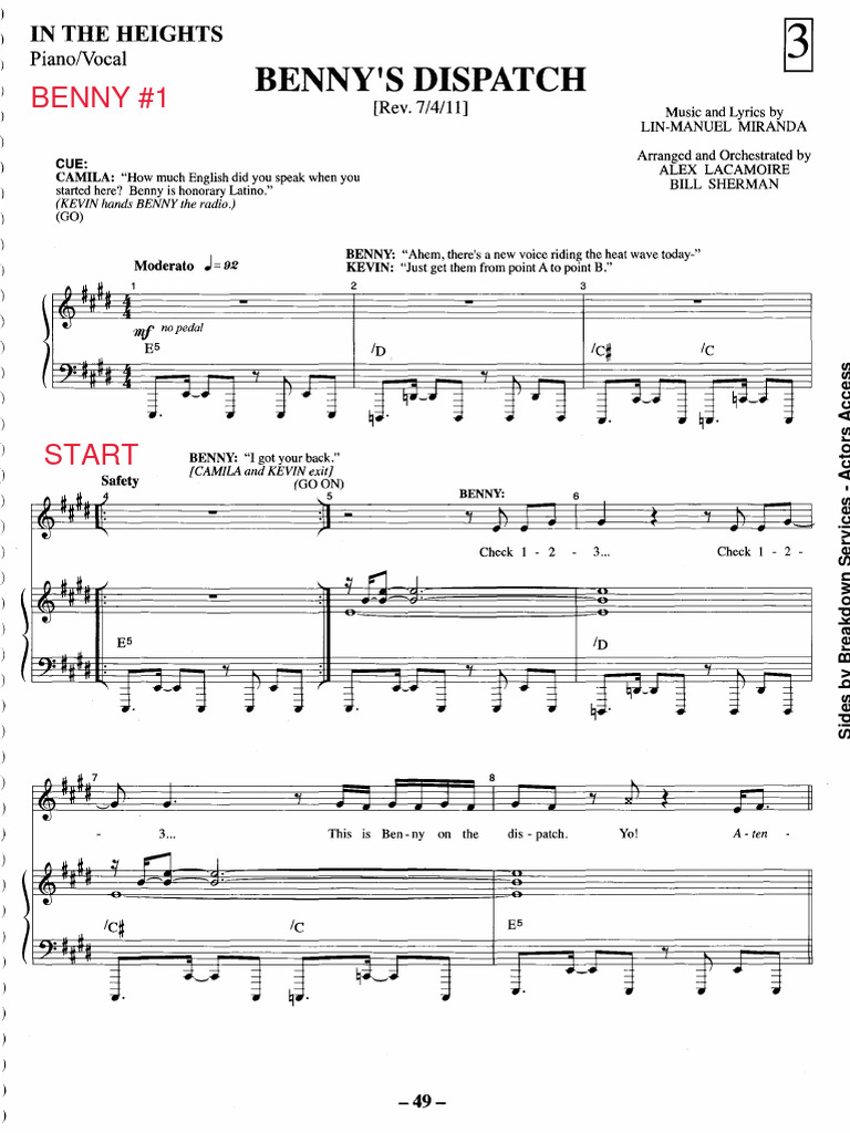 Benny's Dispatch Lyrics Overview | PDF | Theatre Award Winners ...