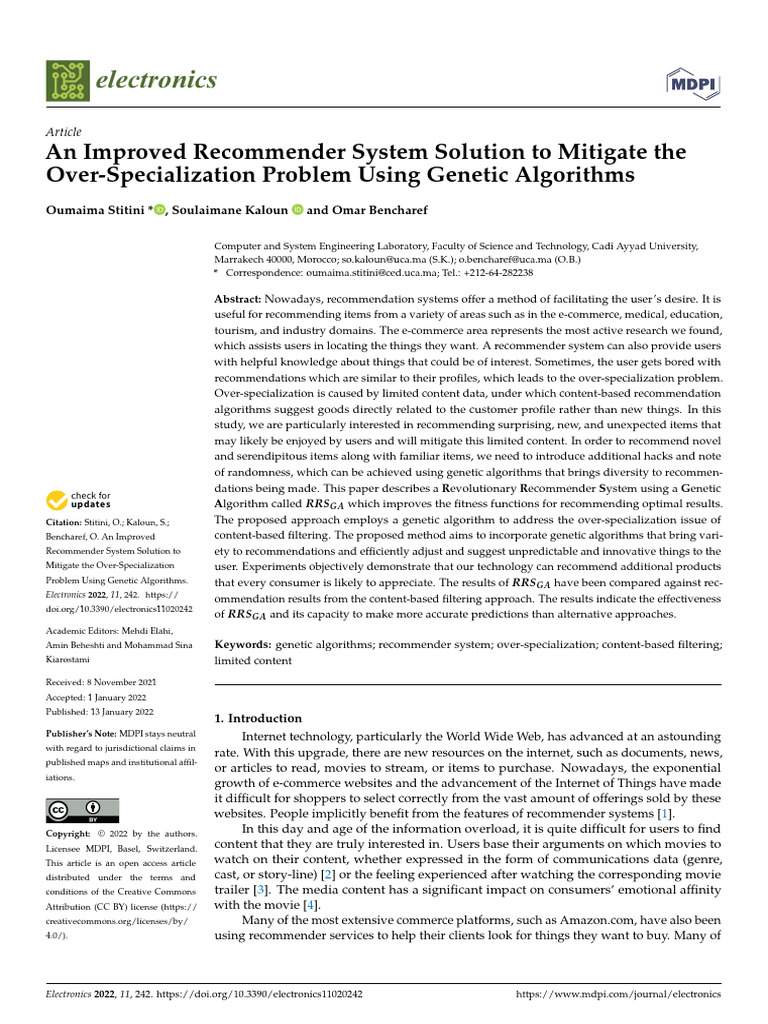 Paper2-An Improved Recommender System Solution To Mitigat | PDF | Genetic Algorithm | Cluster ...