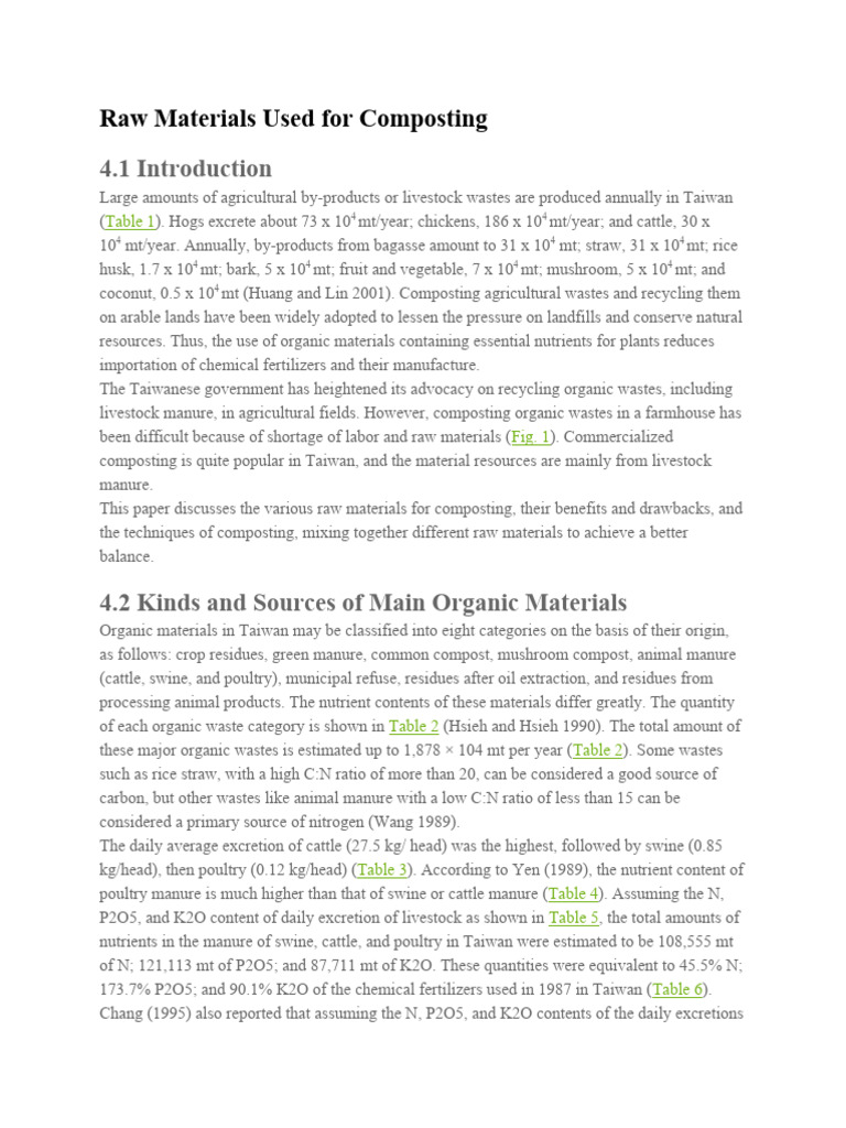 RRL Raw Materials Used For Composting | PDF | Manure | Fertilizer