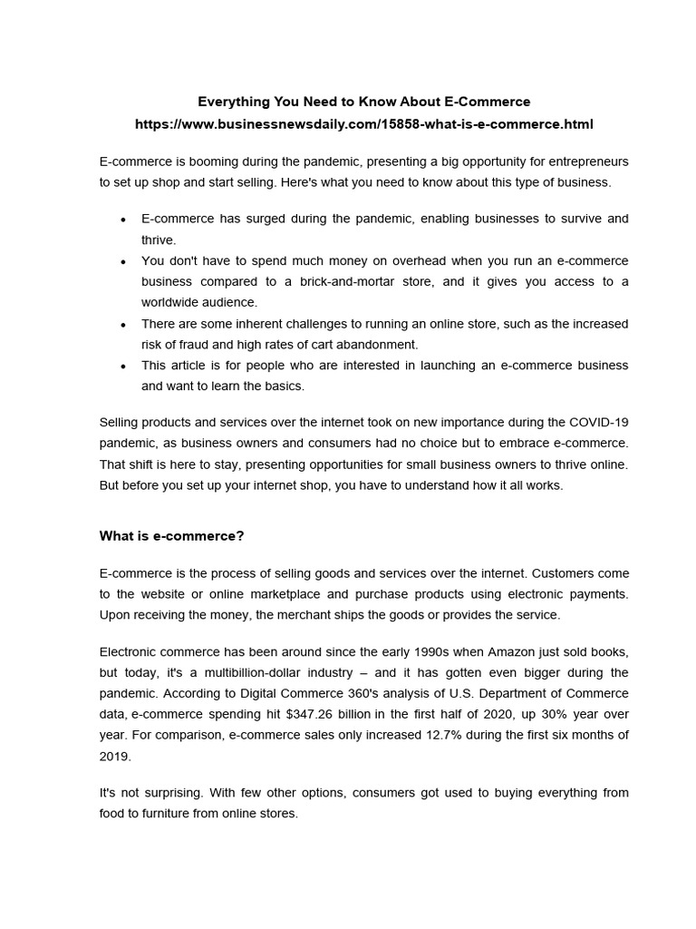 Everything You Need To Know About E-Commerce - Donna Fuscaldo | Download Free PDF | E Commerce ...