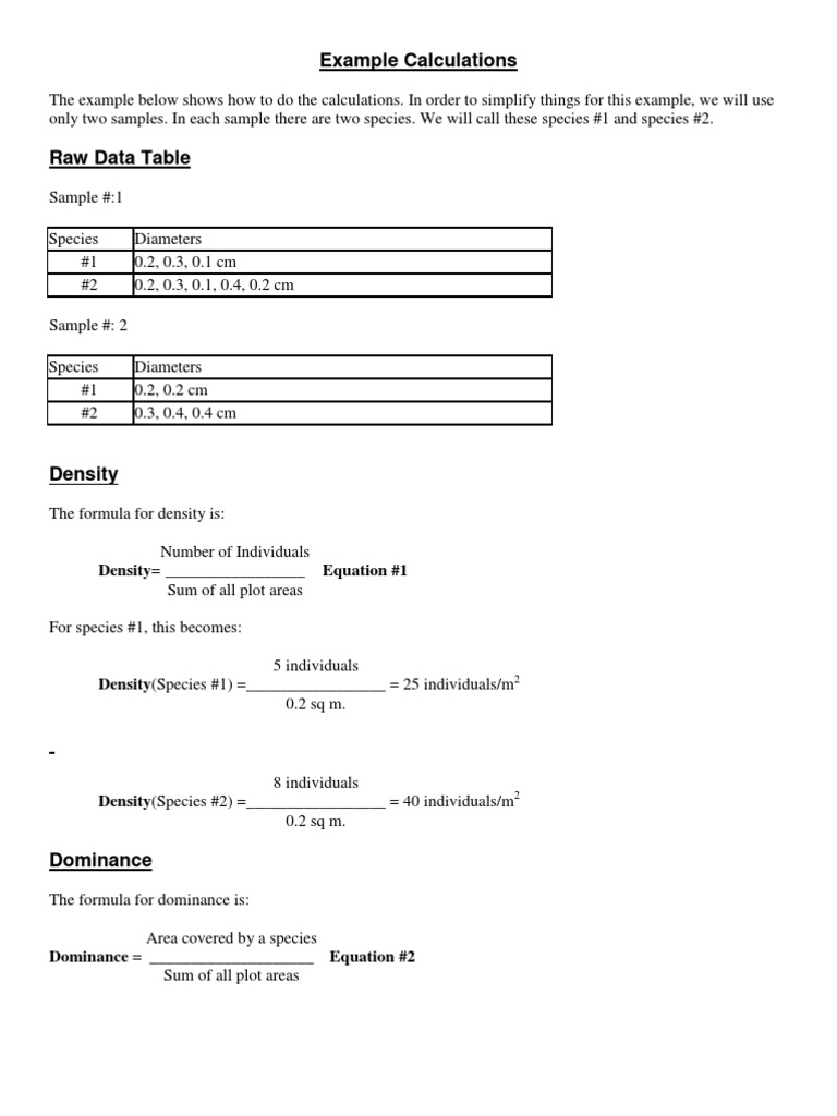 Example Calculations | PDF | Density | Formula