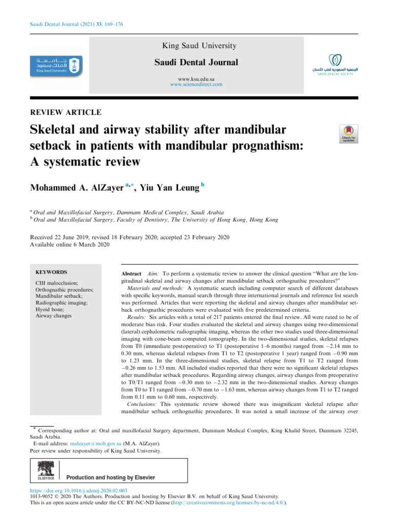 Skeletal and Airway Stability After Mandibular Setback in Patients With ...
