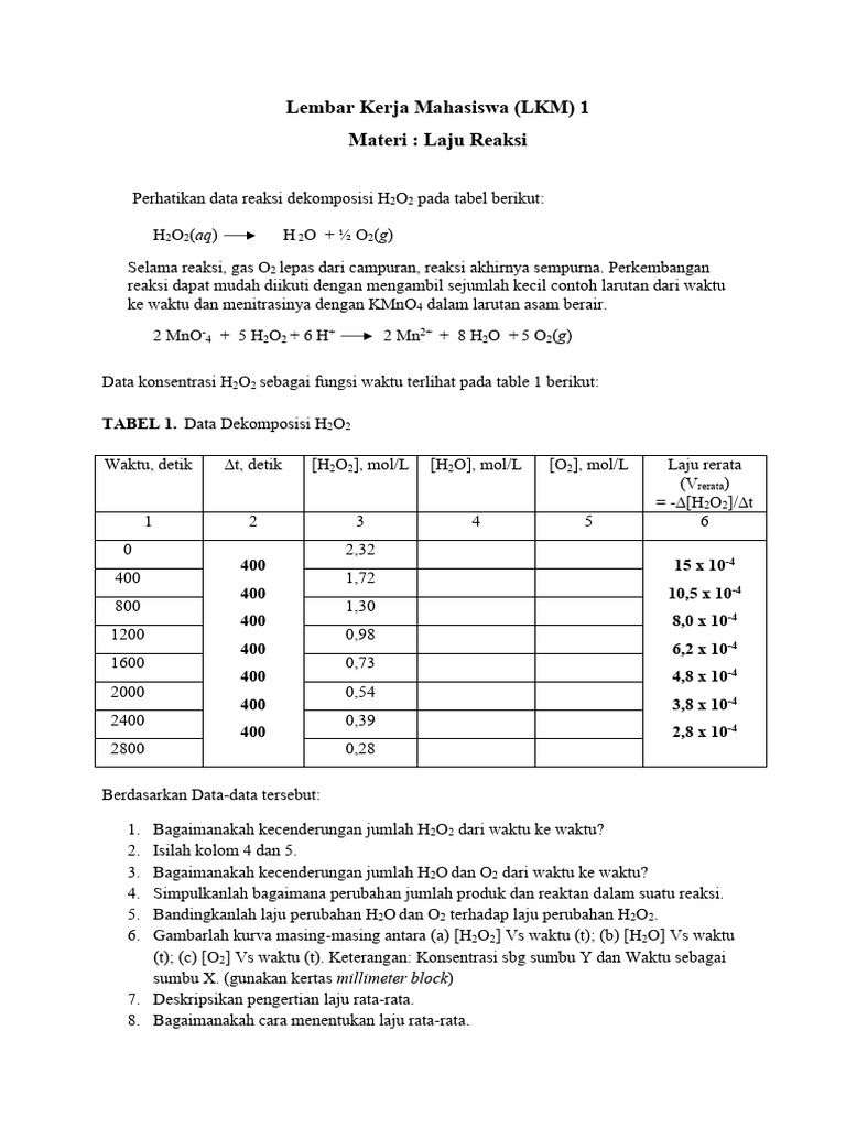 LKM 1 Laju Reaksi | PDF