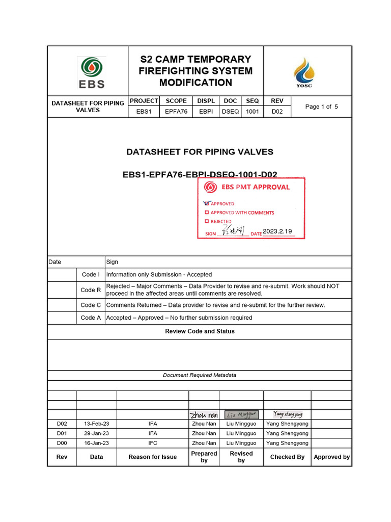 3.EBS1-EPFA76-EBPI-DSEQ-1001-D02 Datasheet For Piping Valves | PDF | Valve | Mechanical Engineering