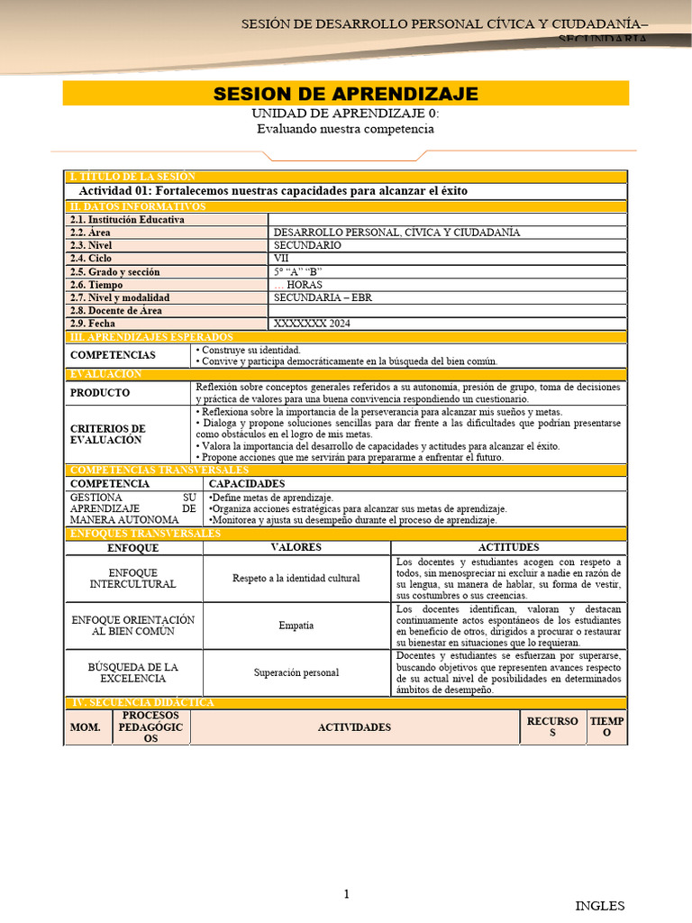 5° Sesion Actividad DPCC | PDF | Evaluación | Enseñando