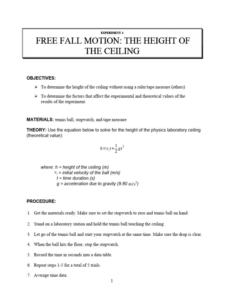 Experiment 4 Free Fall Motion | PDF | Measurement | Experiment