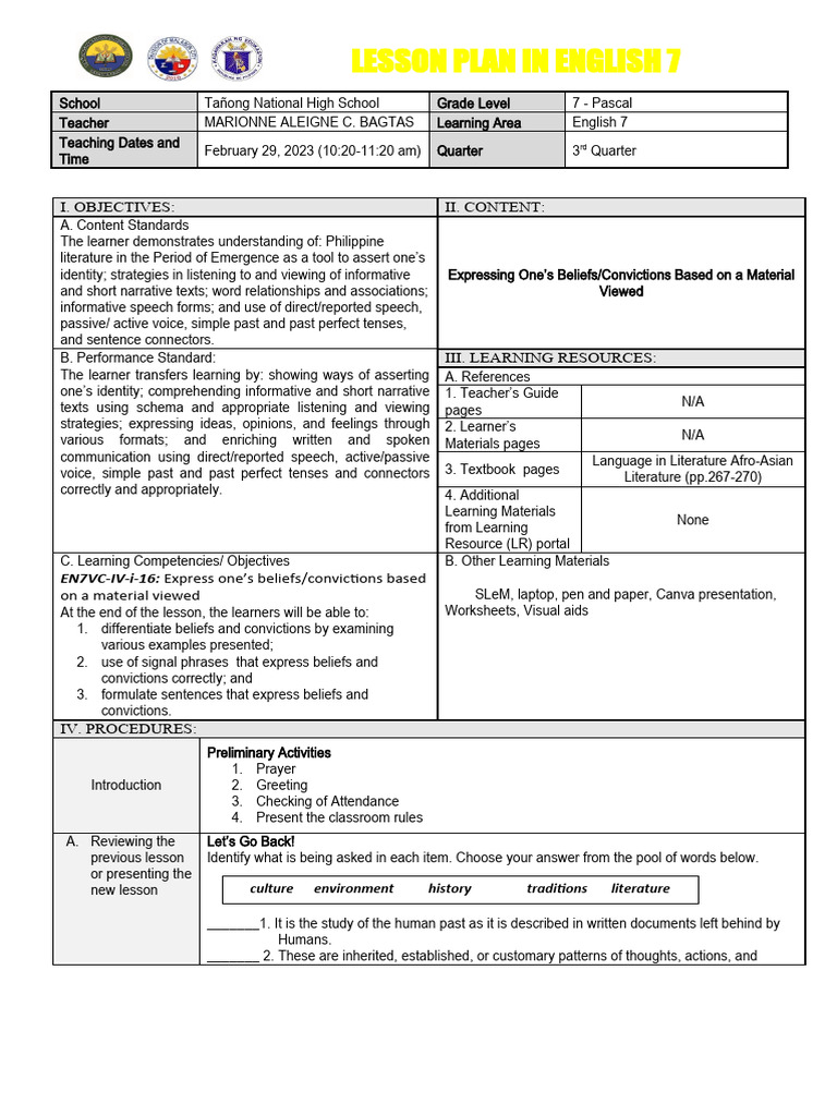 DLP Co3 S.Y 2023-2024 | PDF | Learning | Teachers