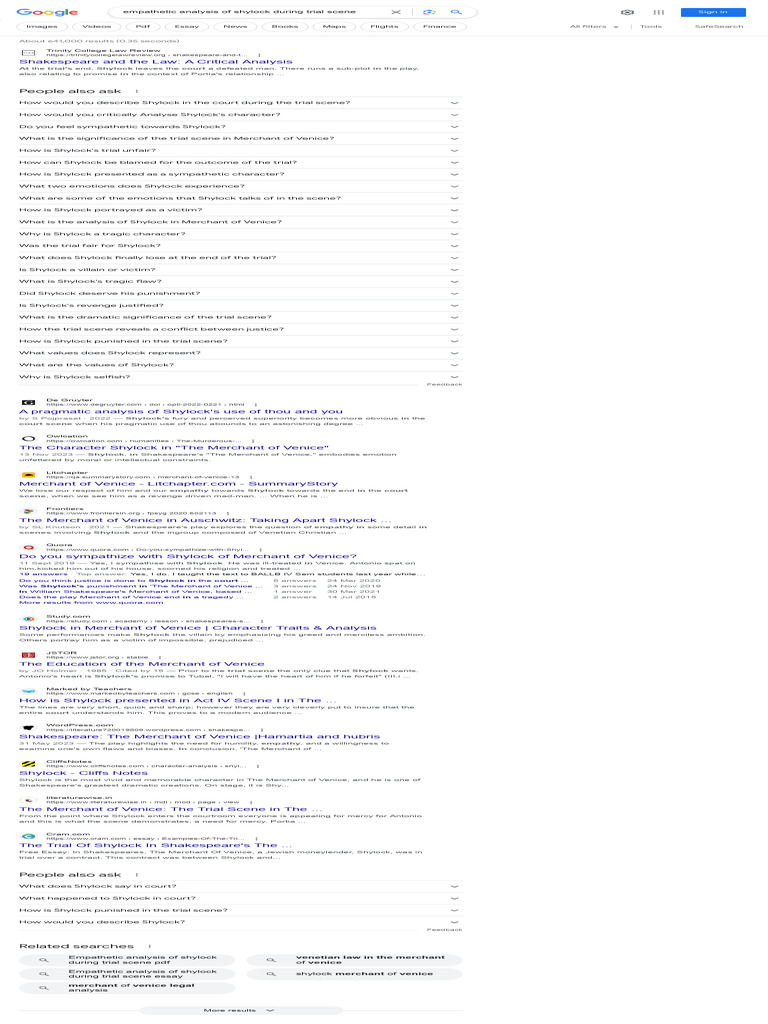 Empathetic Analysis of Shylock During Trial Scene - Google Search | PDF ...