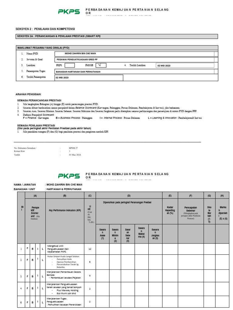 Borang Smart KPI 2024 | PDF