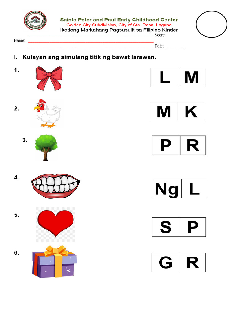 3rd Periodical Filipino Kinder | PDF