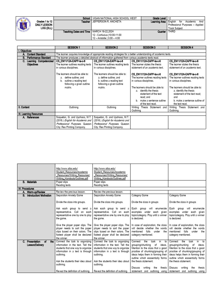 Print Q3 Eapp Week 7 | PDF | Learning | Thesis