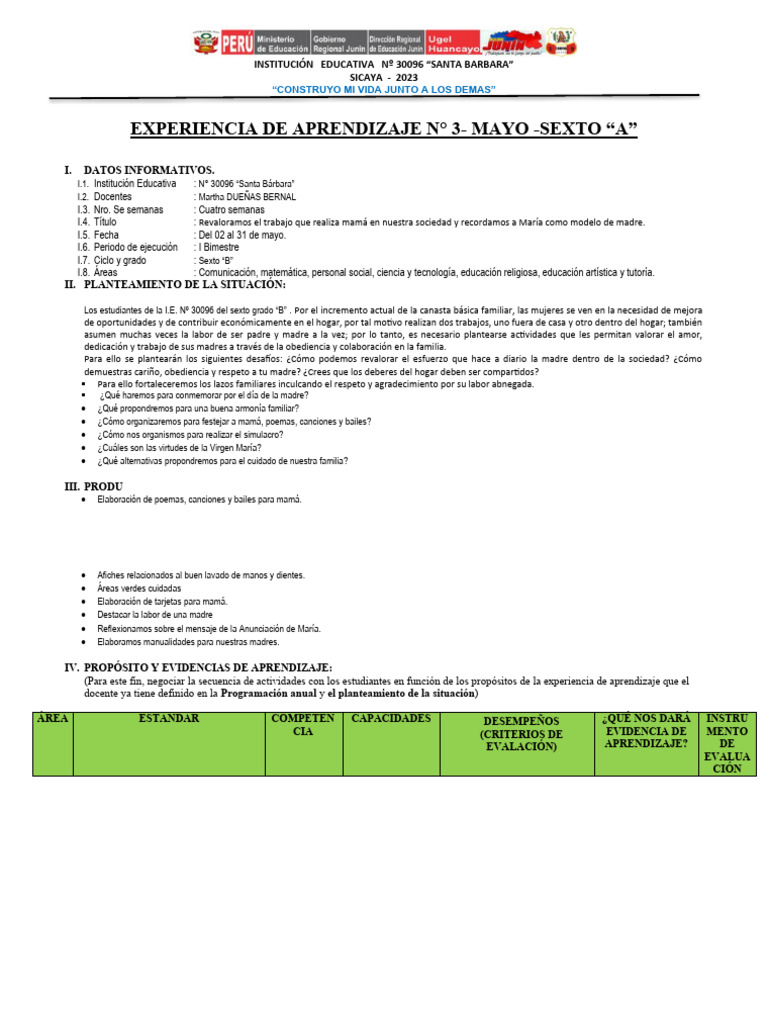 Sexto B-Experiencia de Aprendizaje de Mayo-03 de Mayo de 2023 | PDF | División (Matemáticas ...