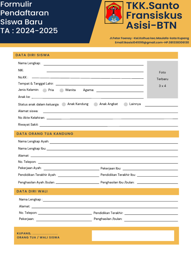 Formulir Pendaftaran Siswa Baru Bold Putih - 20240315 - 111706 - 0000 | PDF