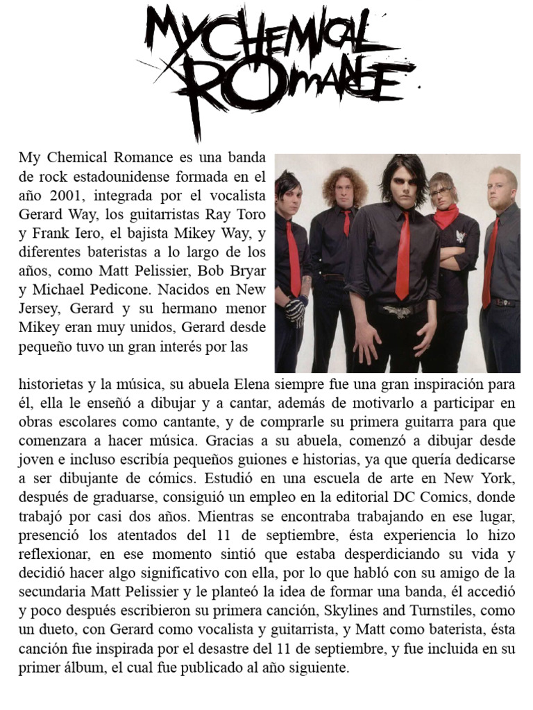 MCR | PDF | Mi romance quimico | Grupos musicales americanos