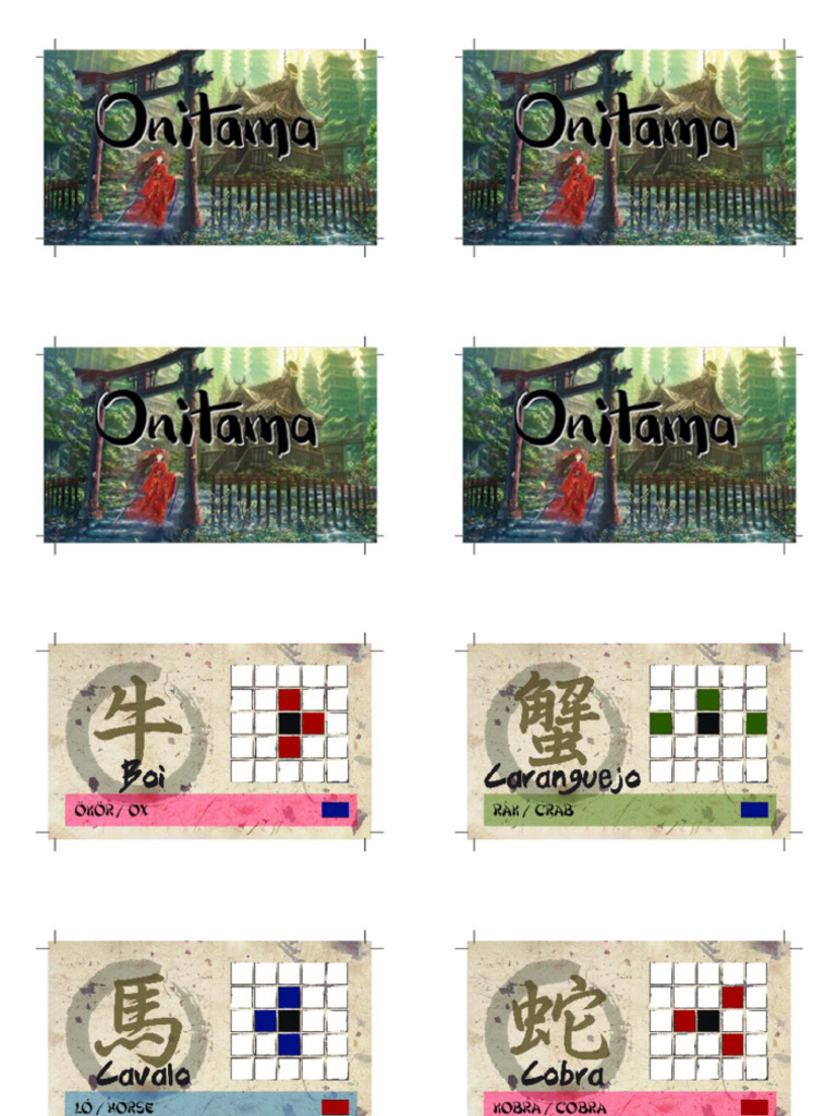 Onitama Cards 2x2 (A4) Small | PDF