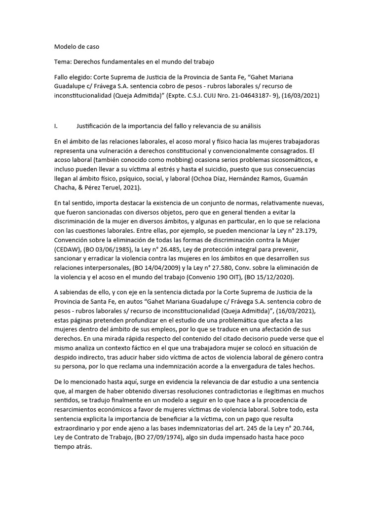 Modelo de Caso Borrador | PDF | La violencia contra las mujeres | Justicia