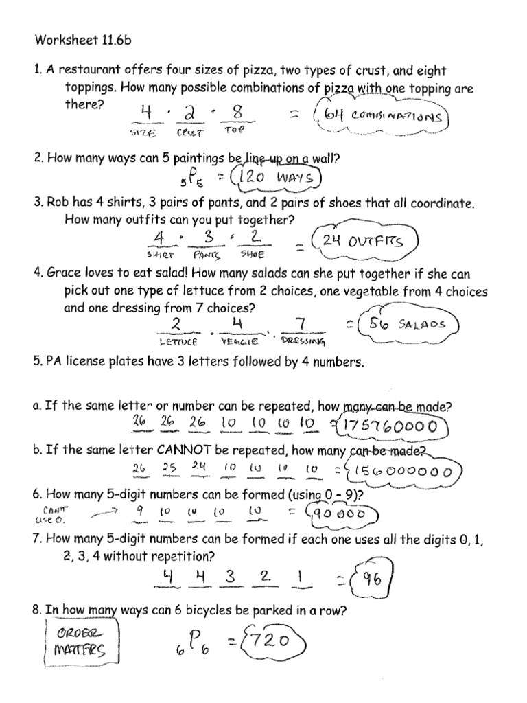 Worksheet 11-6 Answers | PDF