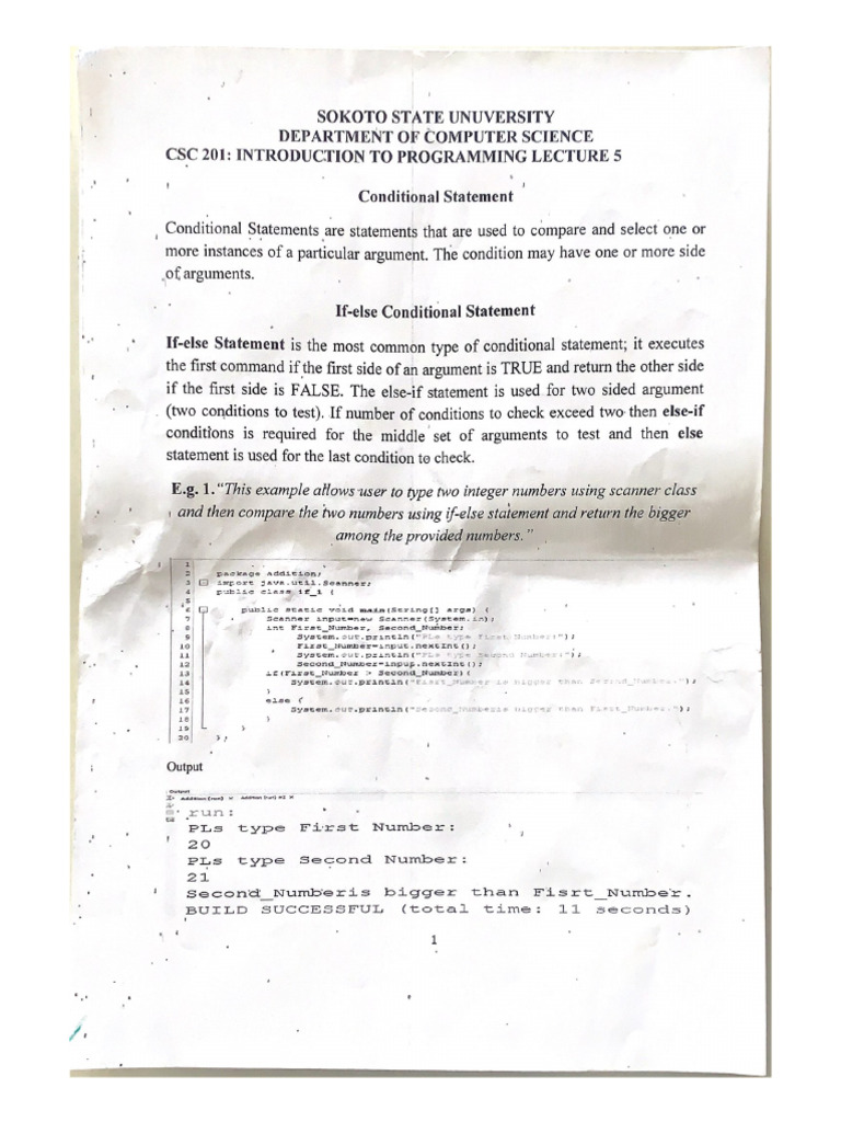 Conditional Statements Are Statements That Are Used To Compare and Select One or | PDF