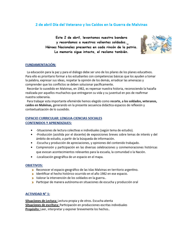 2 de Abril Día Del Veterano y Los Caídos en La Guerra de Malvinas ...