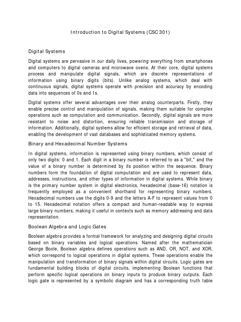 Csc 301 Lecture Note 1 Pdf Logic Gate Central Processing Unit 