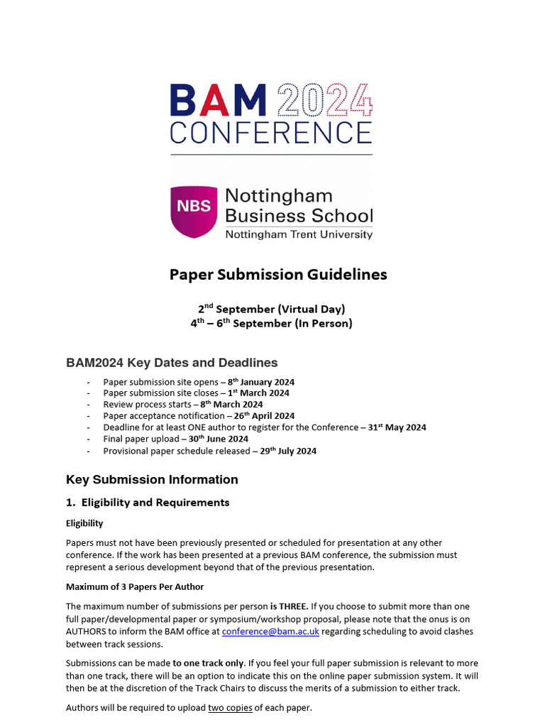 BAM2024 Paper Submission Guidelines | PDF | Human Communication
