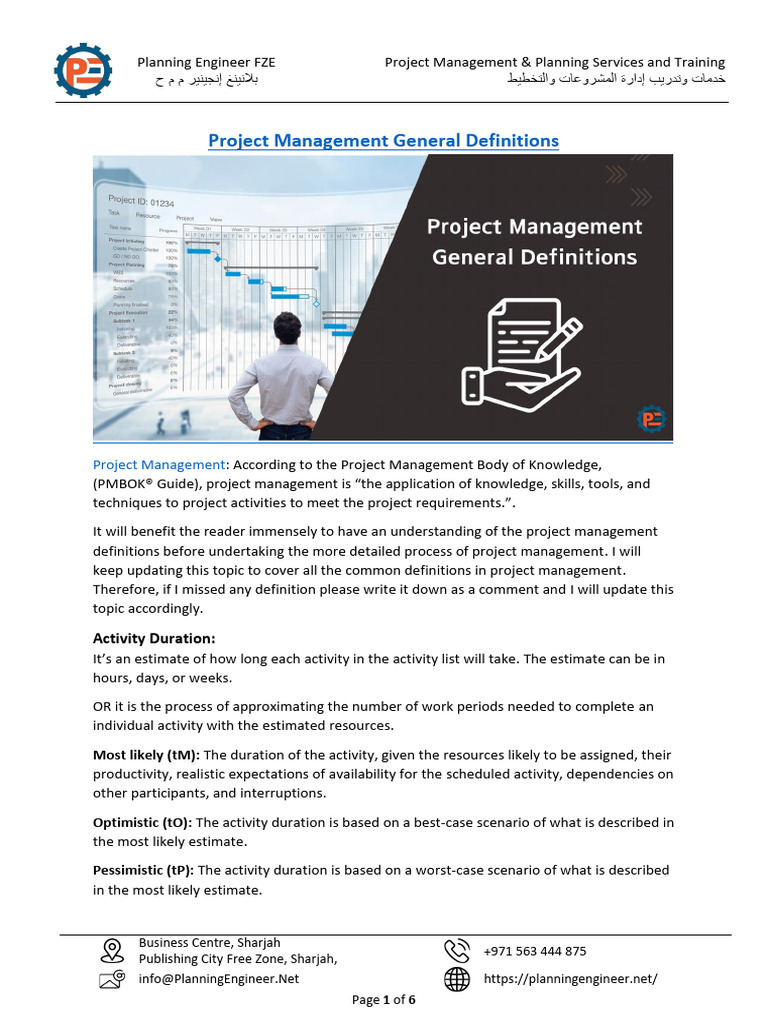 Project Management General Definitions | PDF | Business