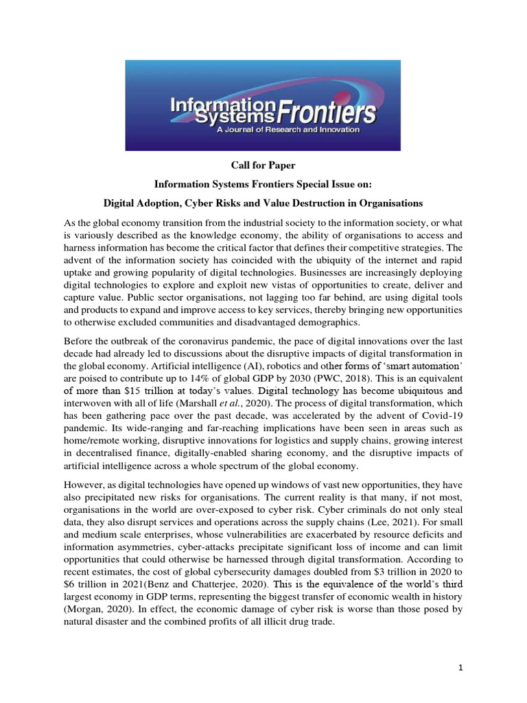 ISF CFP 2024-Cyber Risks, Digital Adoption and Value Destruction | Download Free PDF | Computer ...