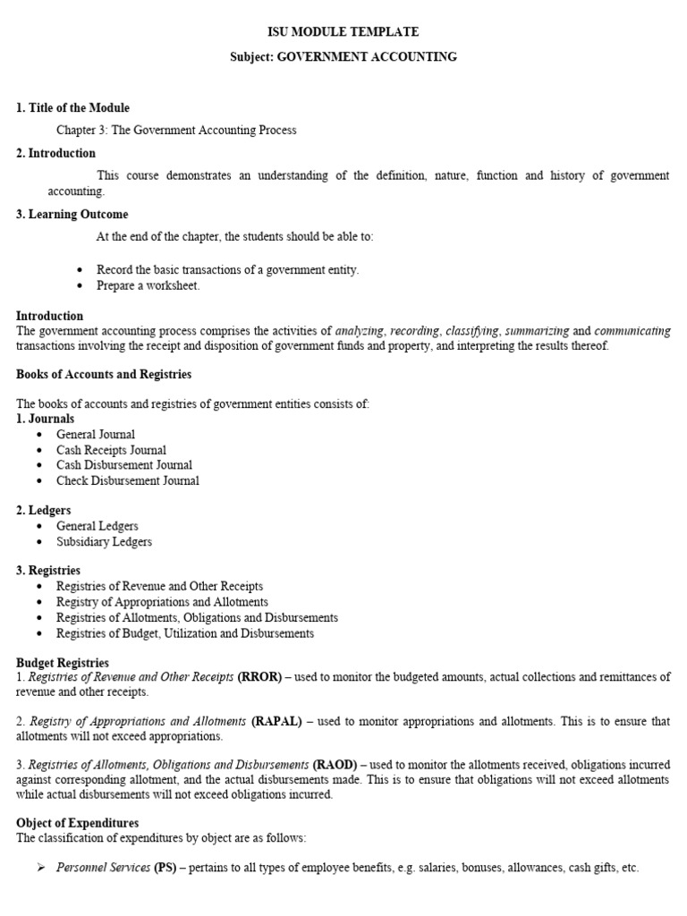 Chapter 3 The Government Accounting Process | PDF | Expense | Payroll