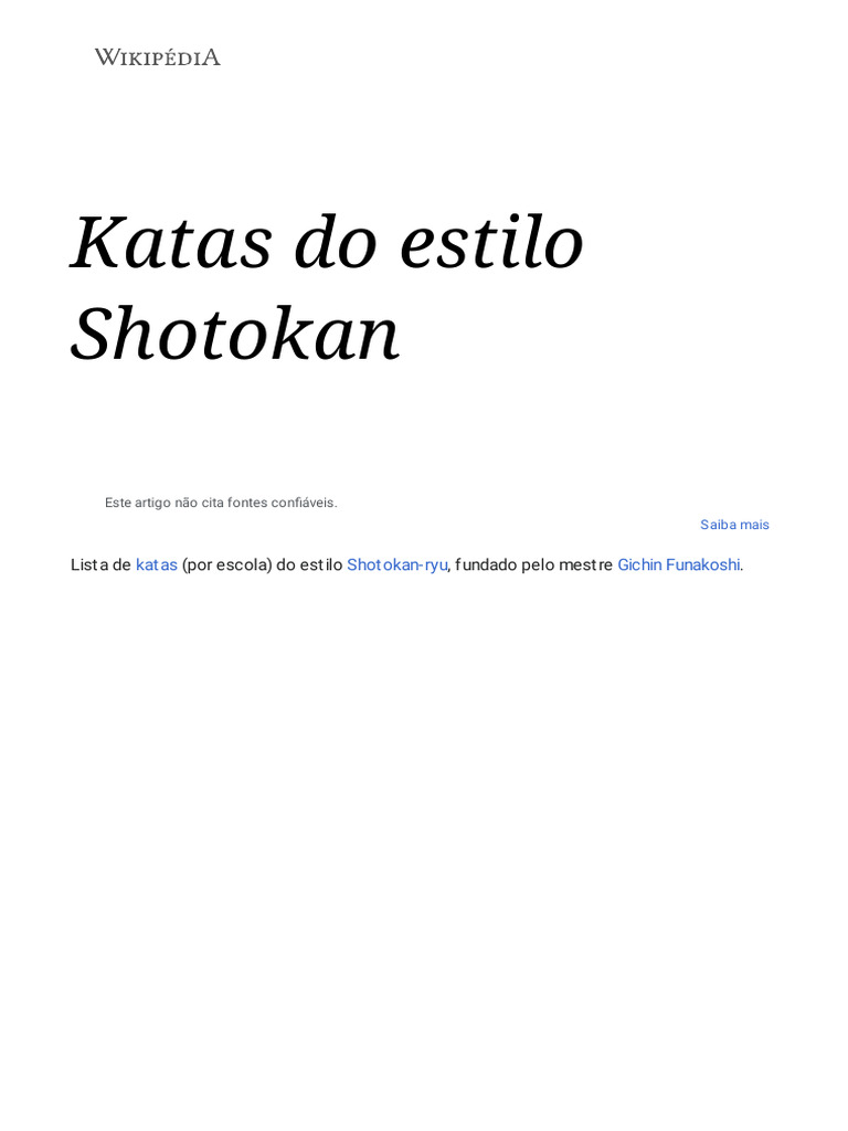 Katas do Karate Shotokan | PDF | Shotokan | Esportes tradicionais