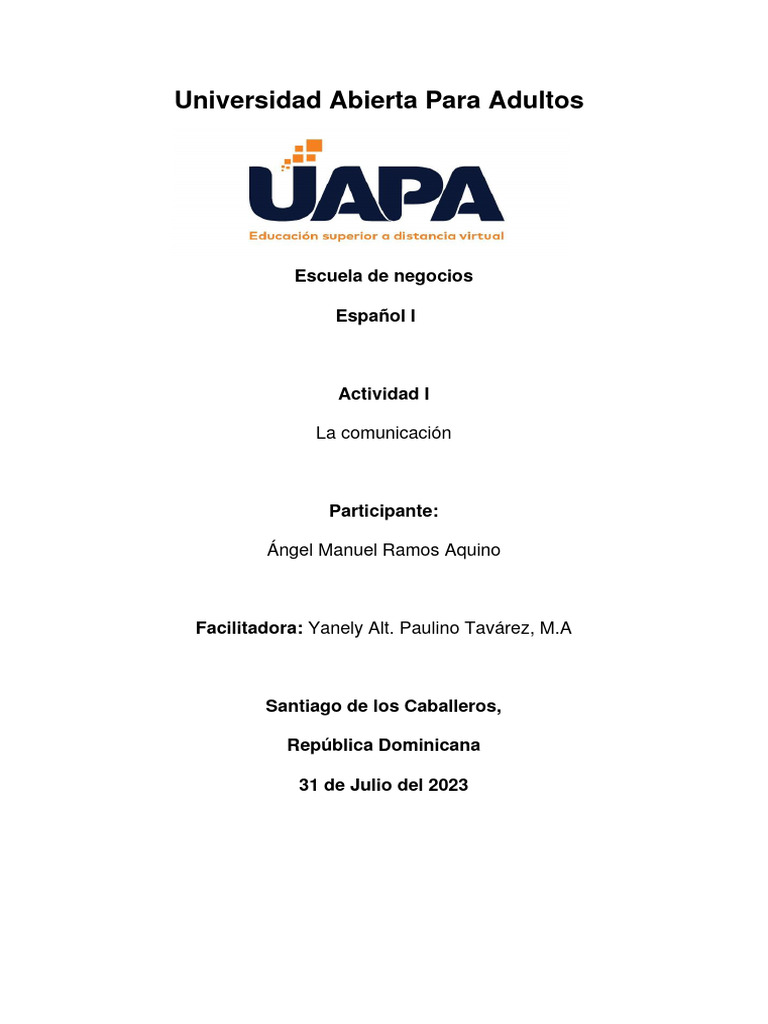 La Comunicación UAPA | PDF | Comunicación | Certificado de nacimiento