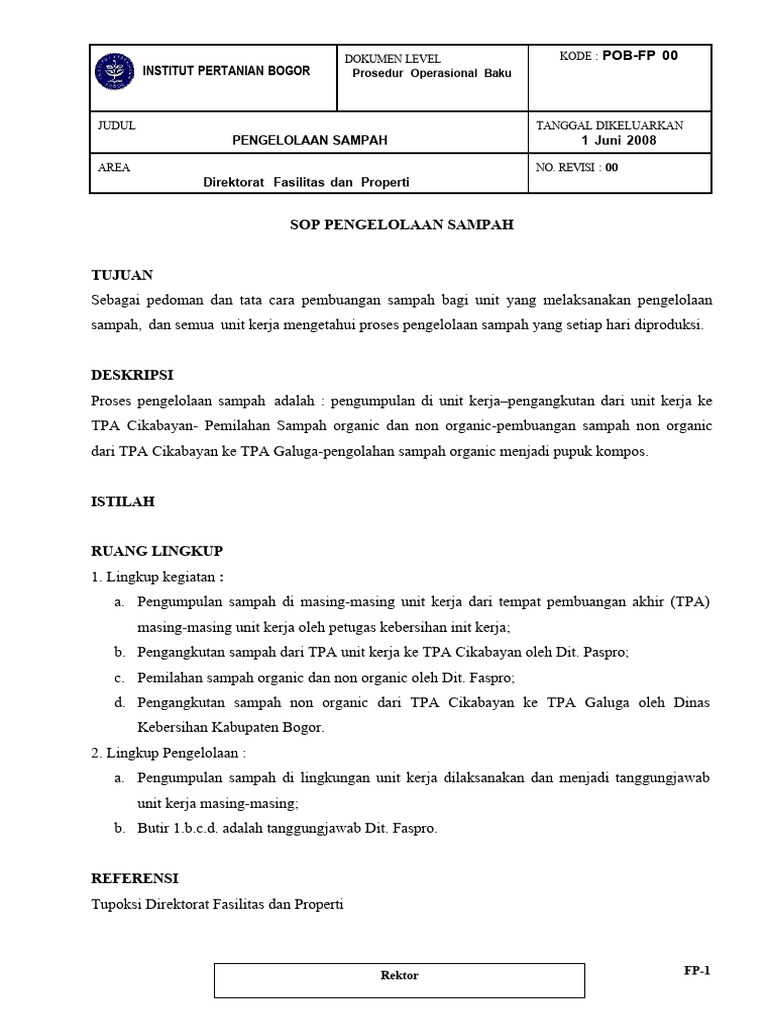 SOP Pengelolaan Sampah | PDF