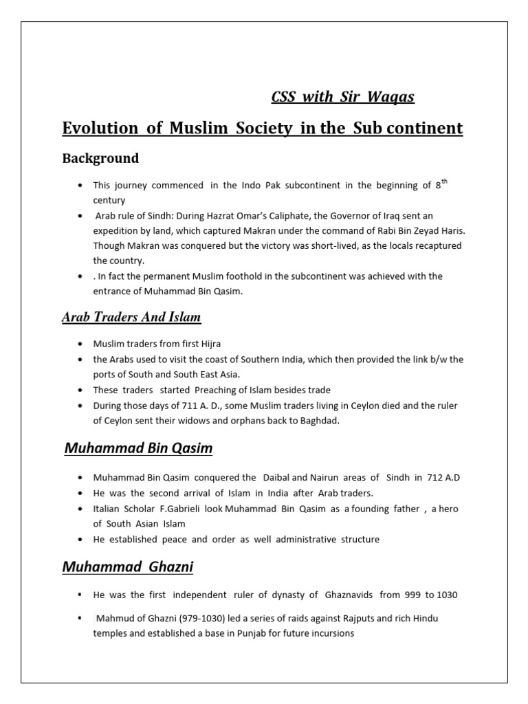 Evolution of Muslim Society in The Sub Continent | PDF | Mughal Empire