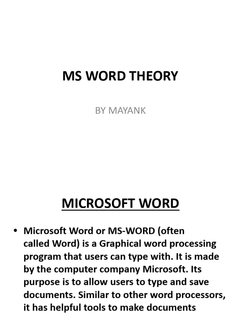 Word Theory by Mayank | PDF | Microsoft Word | Note (Typography)