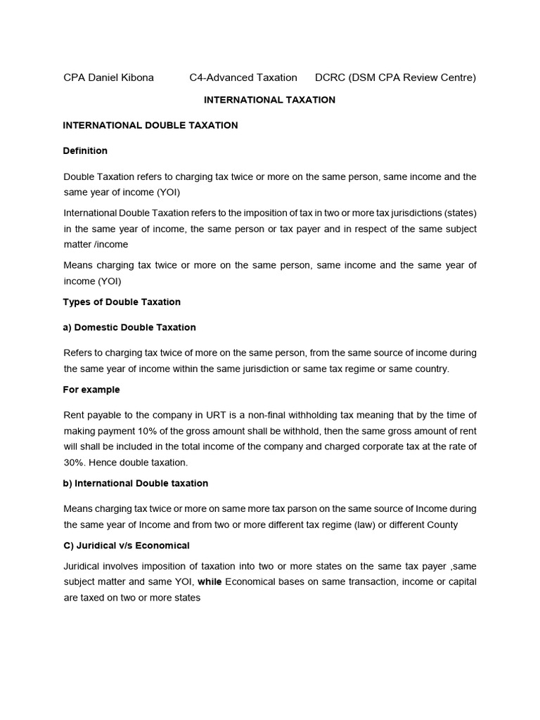 International Double Taxation | PDF | Double Taxation | Taxes