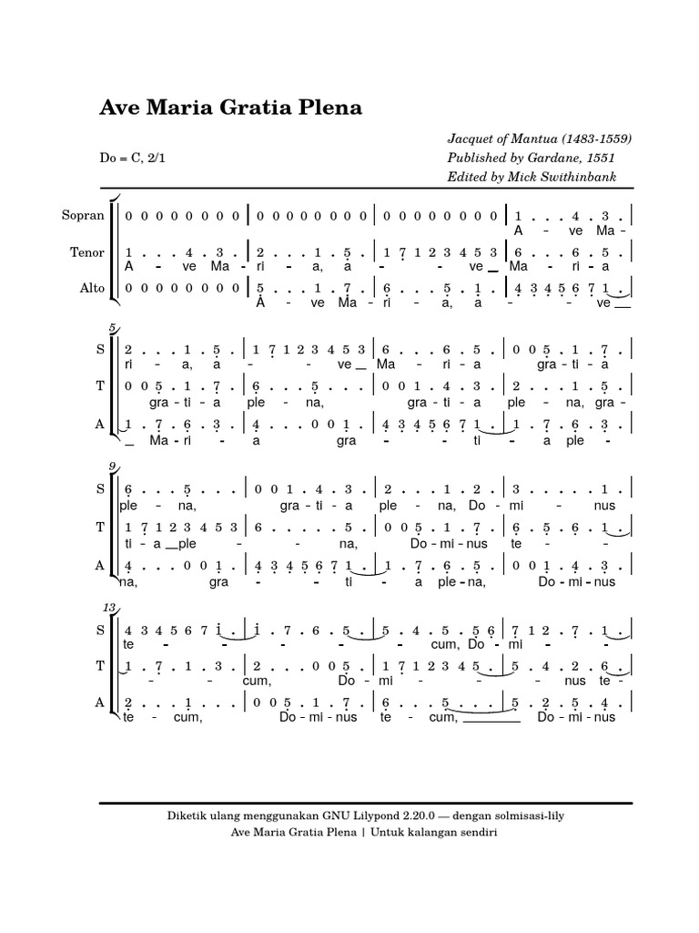 Ave Maria Gratia Plena Jacquet of Mantua | PDF