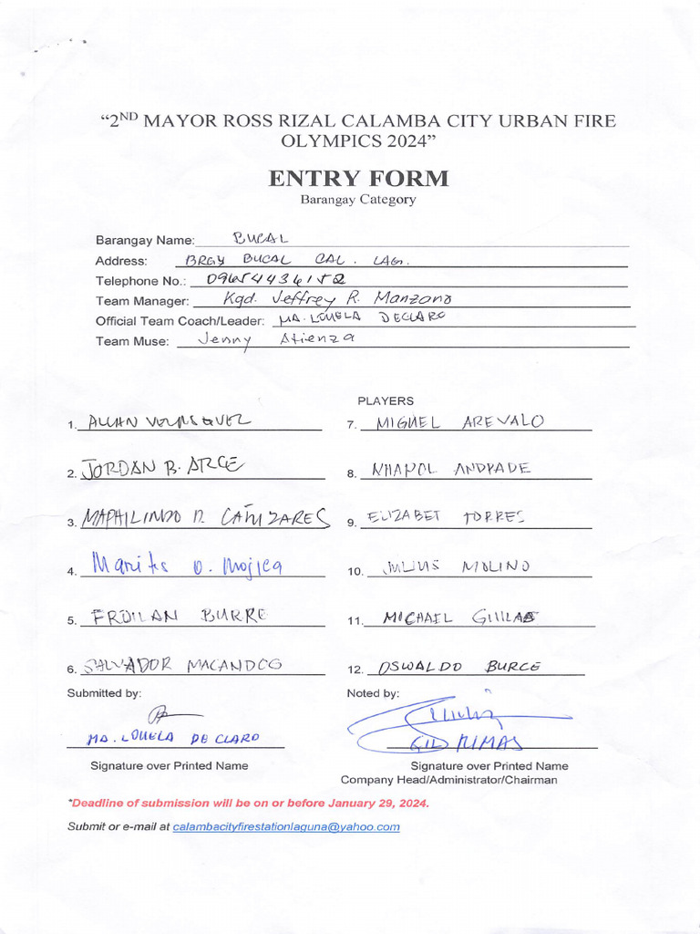 Brgy Bucal Fire Olympics 2 | PDF