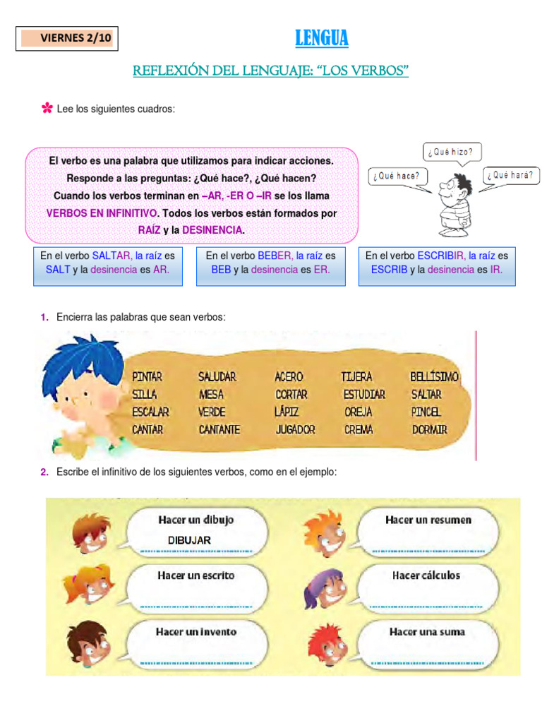 Secuencia LOS VERBOS 1 | PDF | Verbo | Numero Gramatical