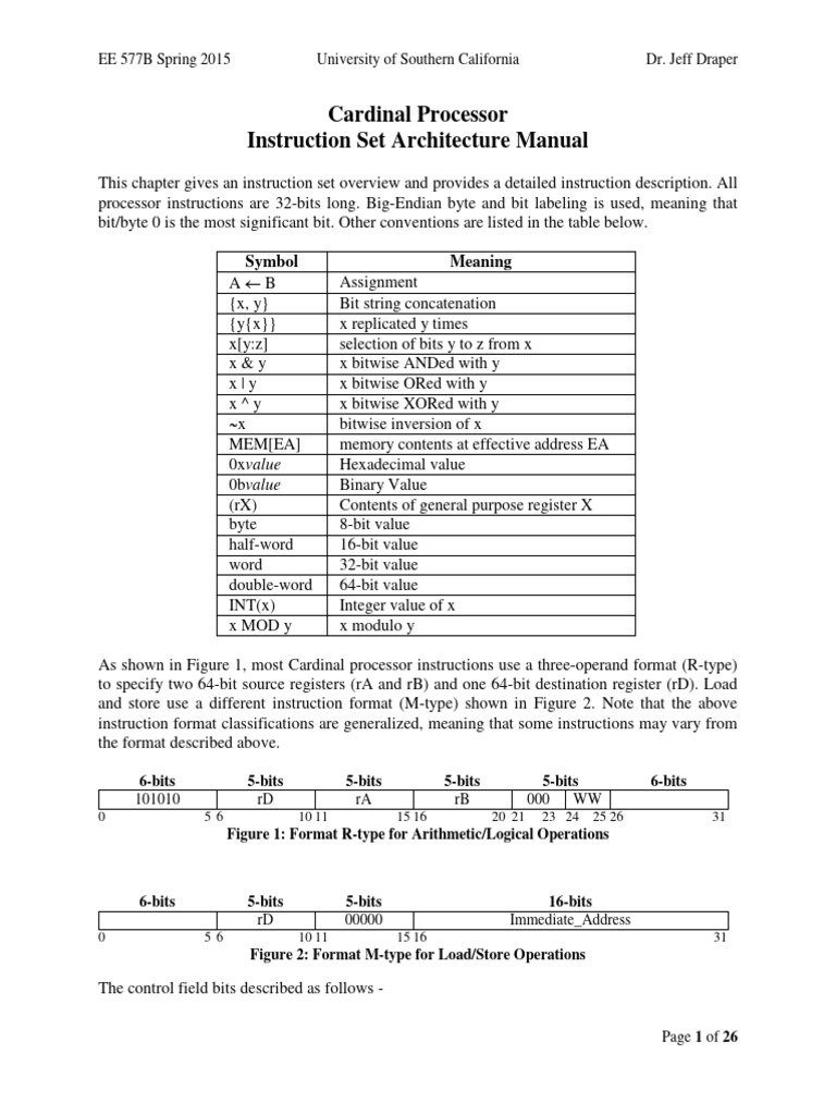 Cardinal Processor ISA | PDF | Integer (Computer Science) | 64 Bit Computing