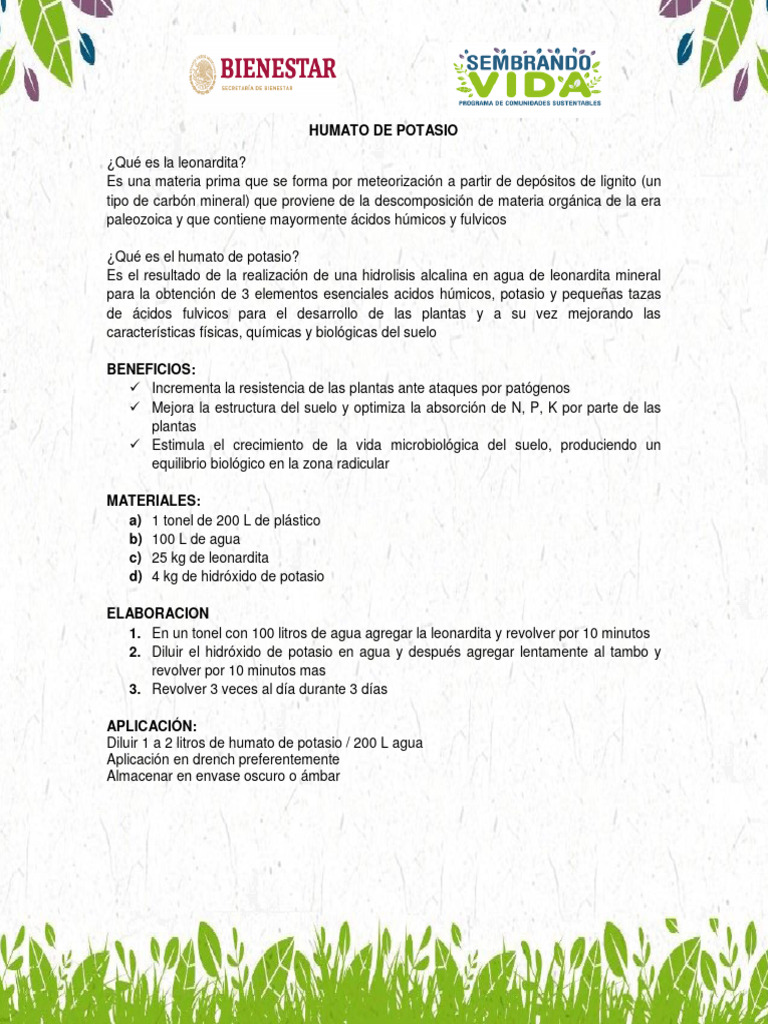 Humato de Potasio | PDF