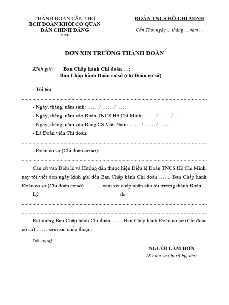 Don Xin Truong Thanh Doan | PDF