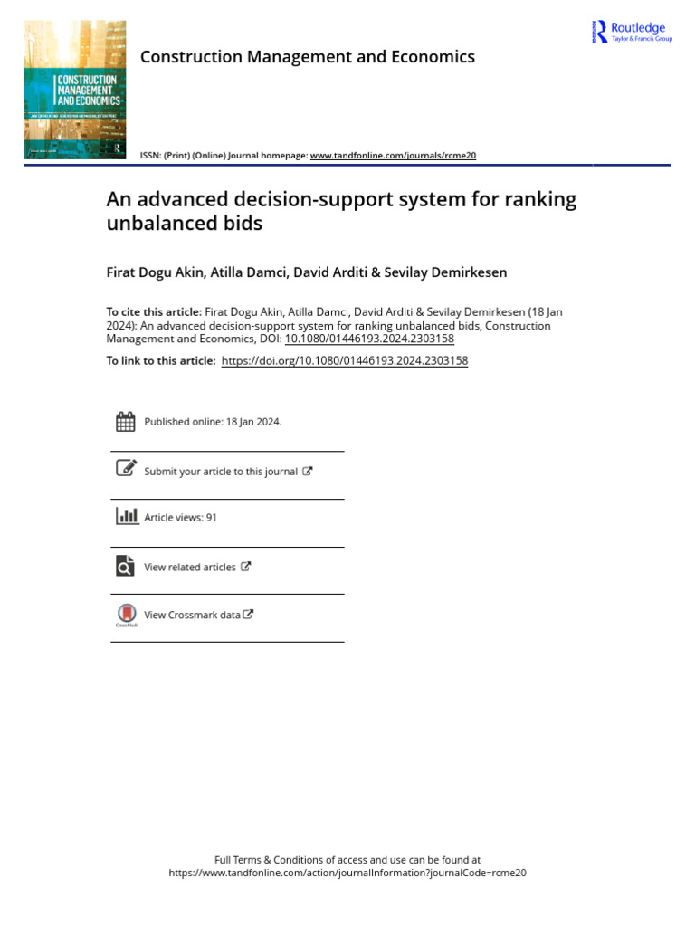 Ranking Unbalanced Bids in Construction | PDF | Decision Making