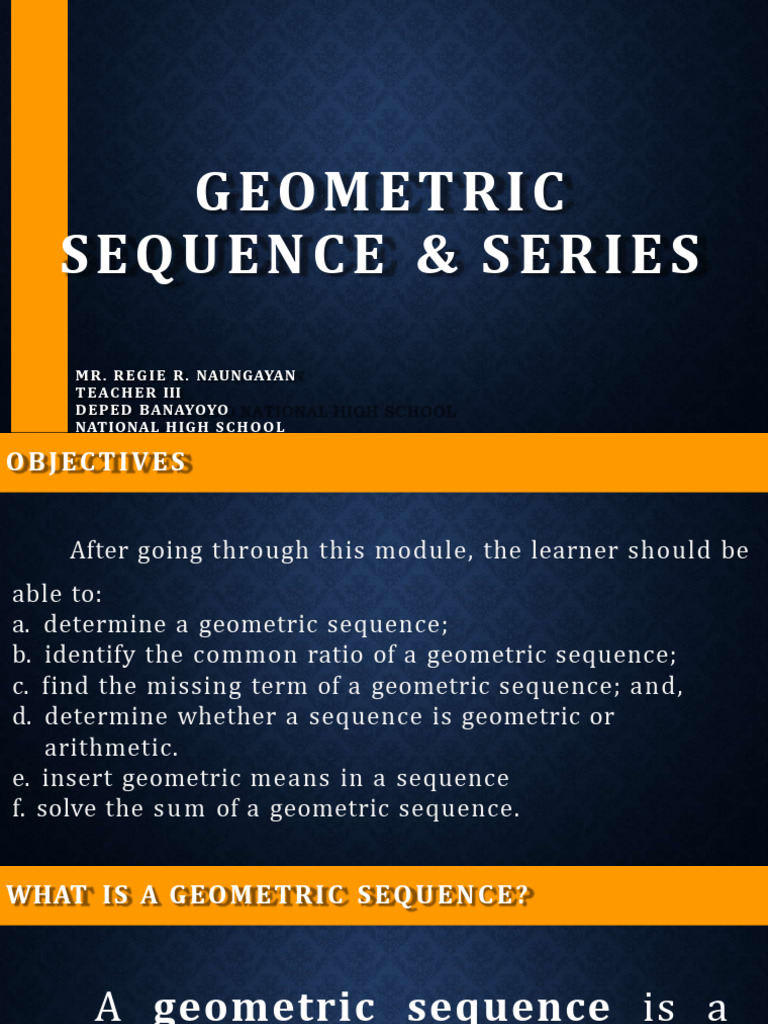 Geometrics Sequence Series Presentation | PDF | Mathematics ...