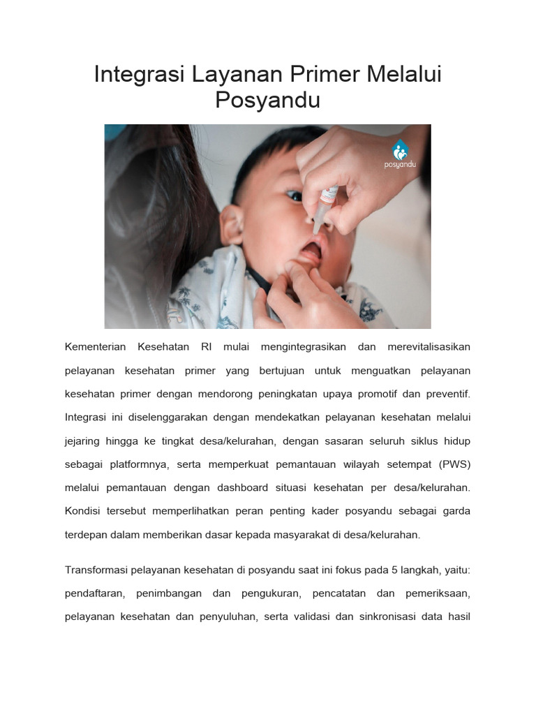 Integrasi Layanan Primer Melalui Posyandu | PDF