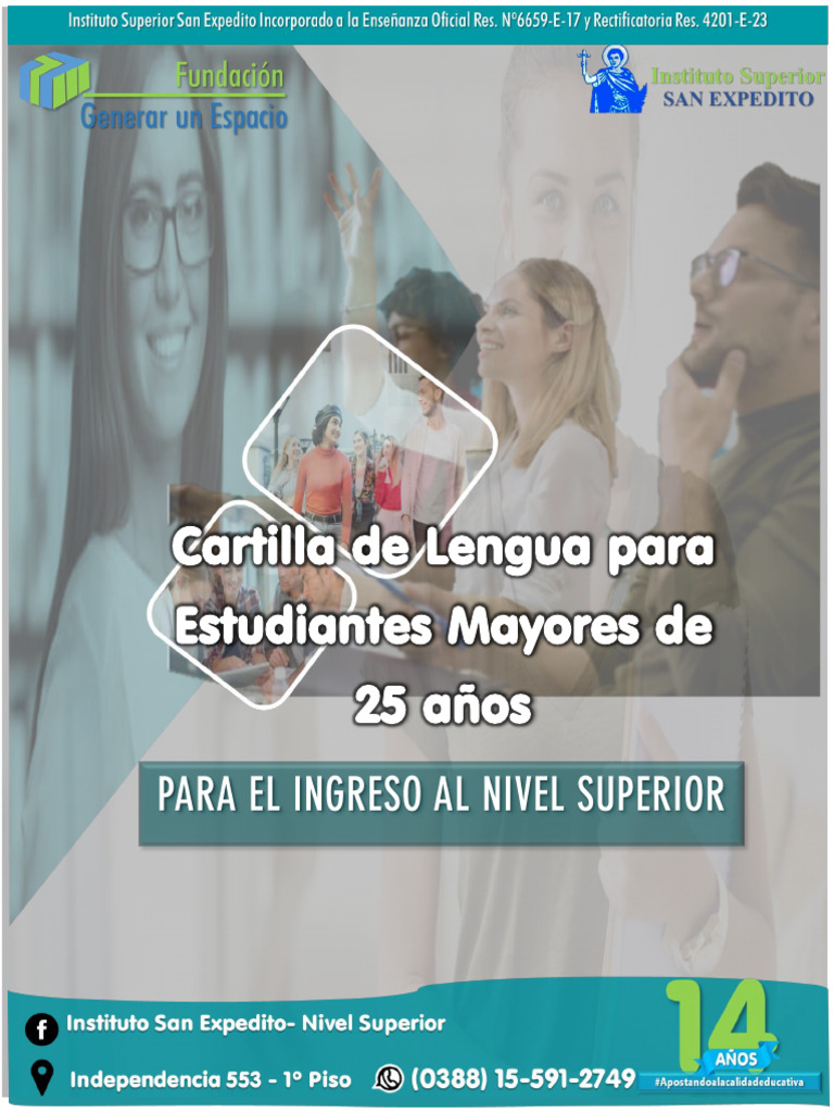 Cartilla de Lengua para El Ingreso Al Nivel Superior de Mayores de 25 Años Instituto Superior ...