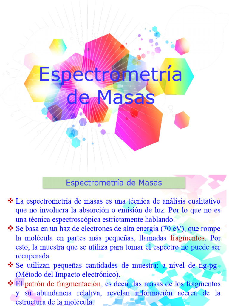 Introducción a la Espectrometría de Masas | PDF | Espectrometría de ...