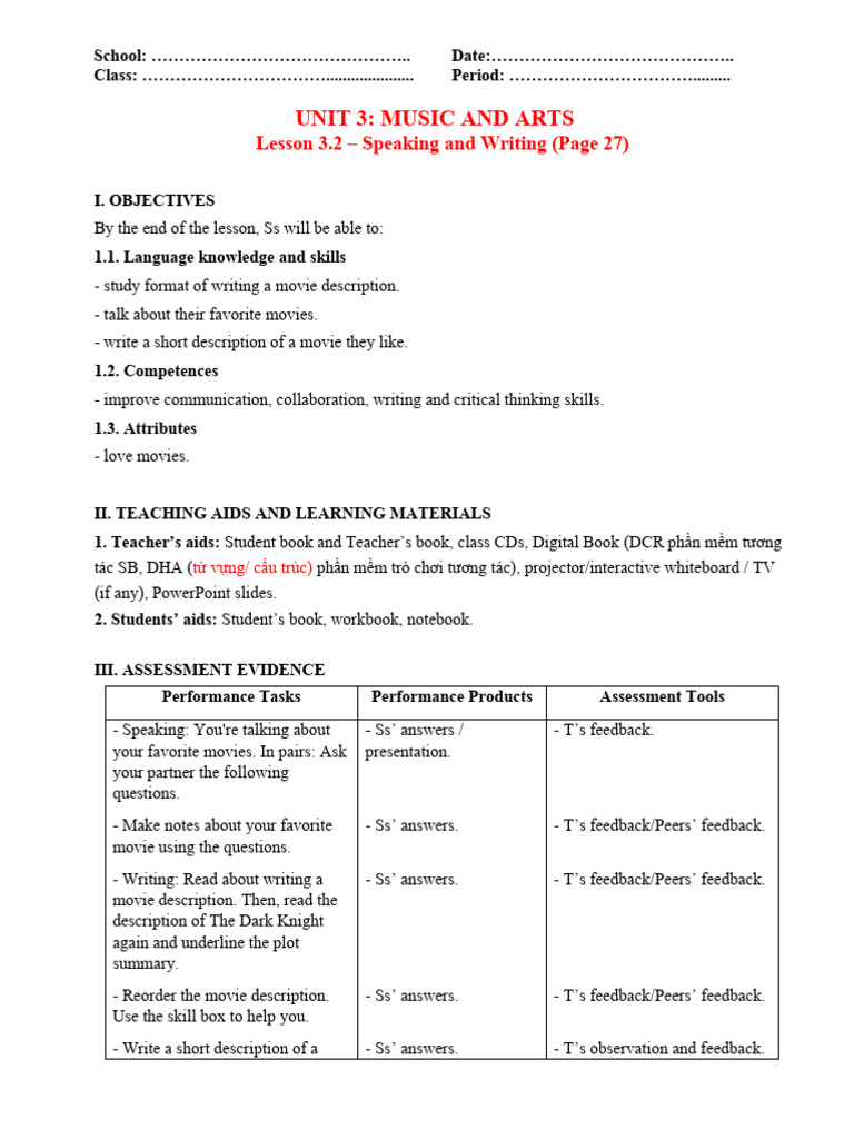 UNIT 3 - LESSON 3 - PART 2 - Speaking and Writing | PDF | Attention ...