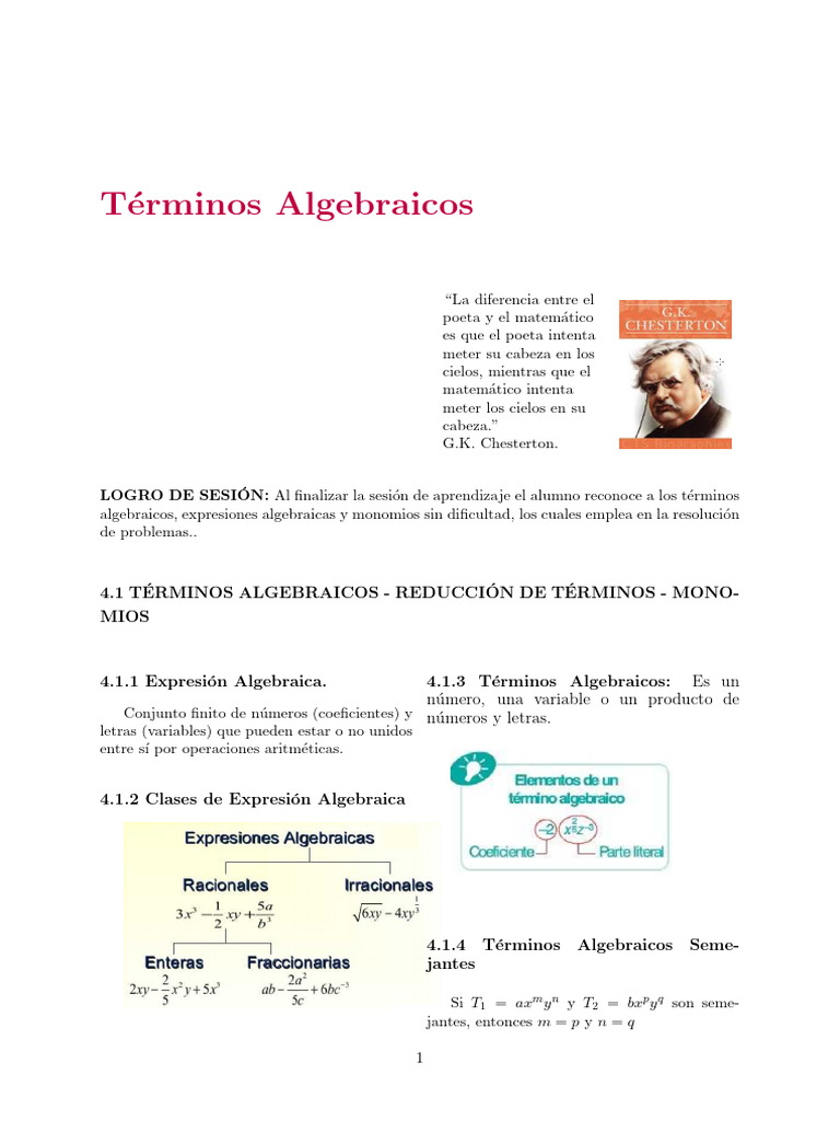 S06.s1-Término Algebraico | PDF | Matemáticas De La Computación ...