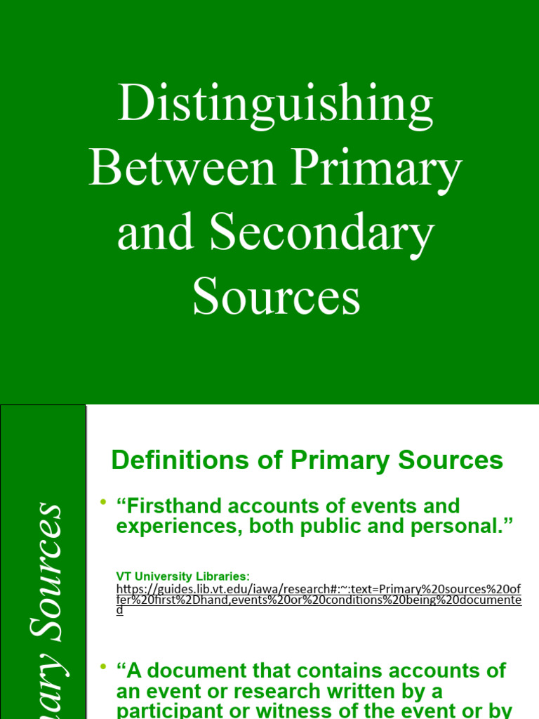Primary vs. Secondary Sources Explained | PDF
